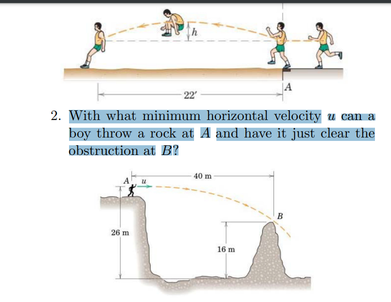Solved With what minimum horizontal velocity u ﻿can a boy | Chegg.com