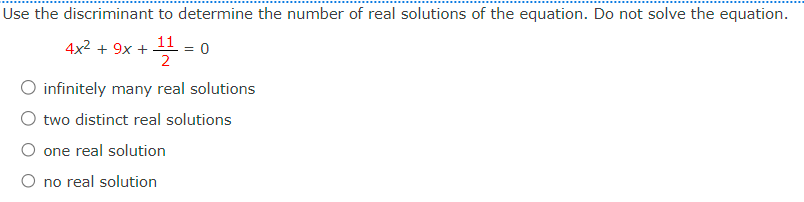 Solved Use the discriminant to determine the number of real | Chegg.com
