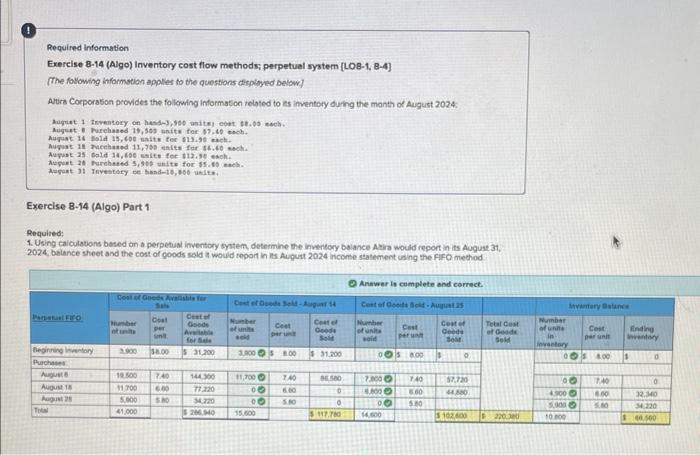 [Solved]: Need help on Part 2 Required information Exercise