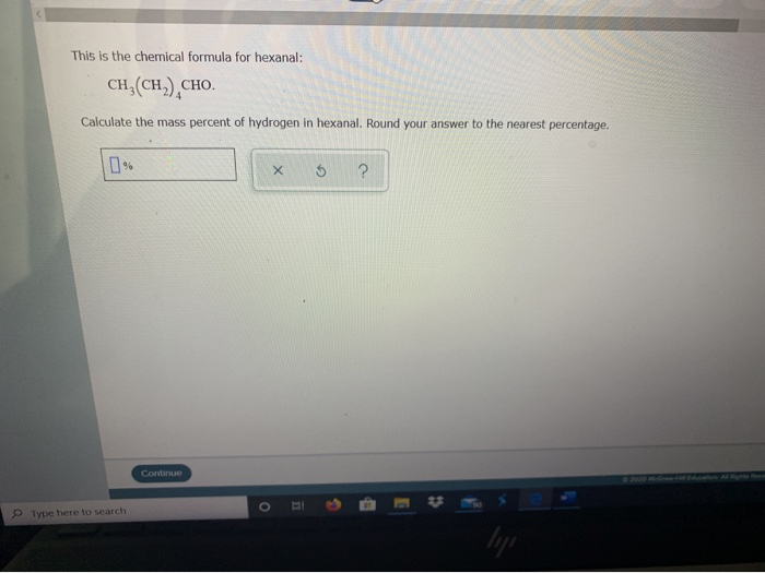 Solved This is the chemical formula for hexanal: CH(CHỊ) | Chegg.com