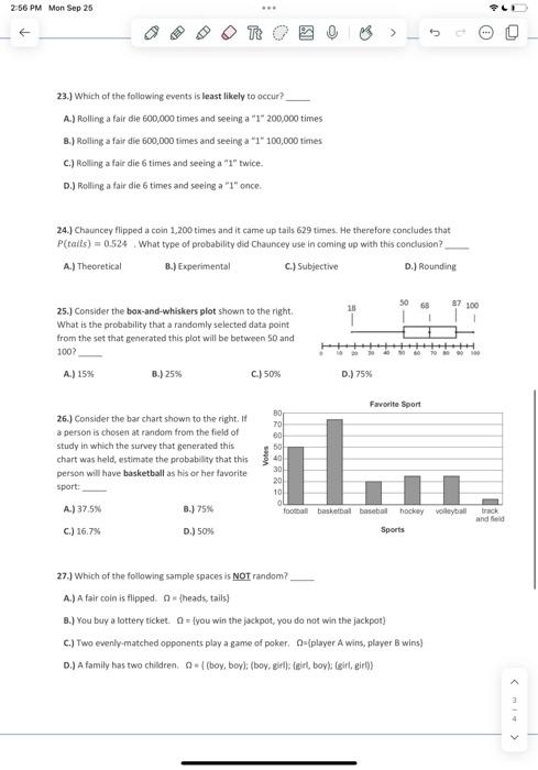 Solved II. Formula matching - Assume all outcomes are | Chegg.com