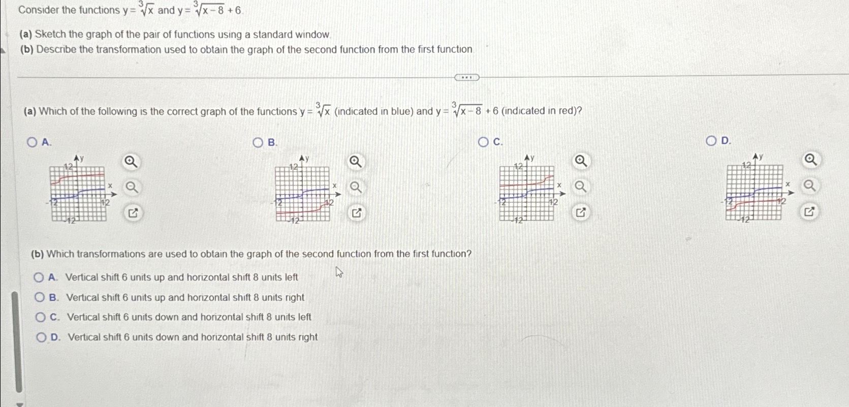 Solved Consider the functions y=x3 ﻿and y=x-83+6(a) ﻿Sketch | Chegg.com