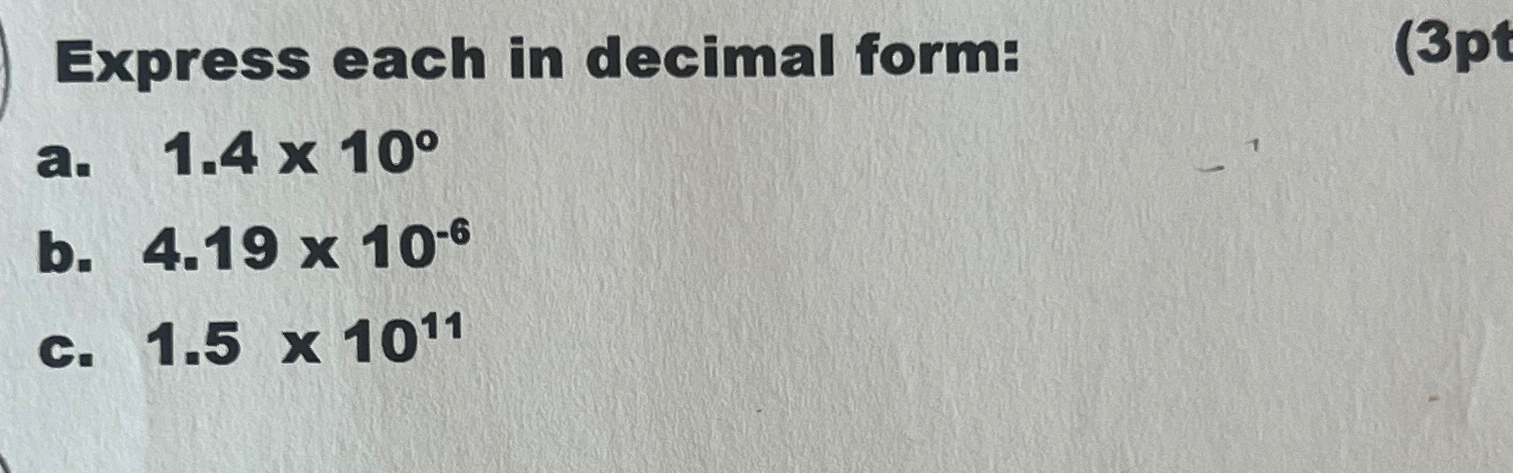 Solved Express each in decimal | Chegg.com