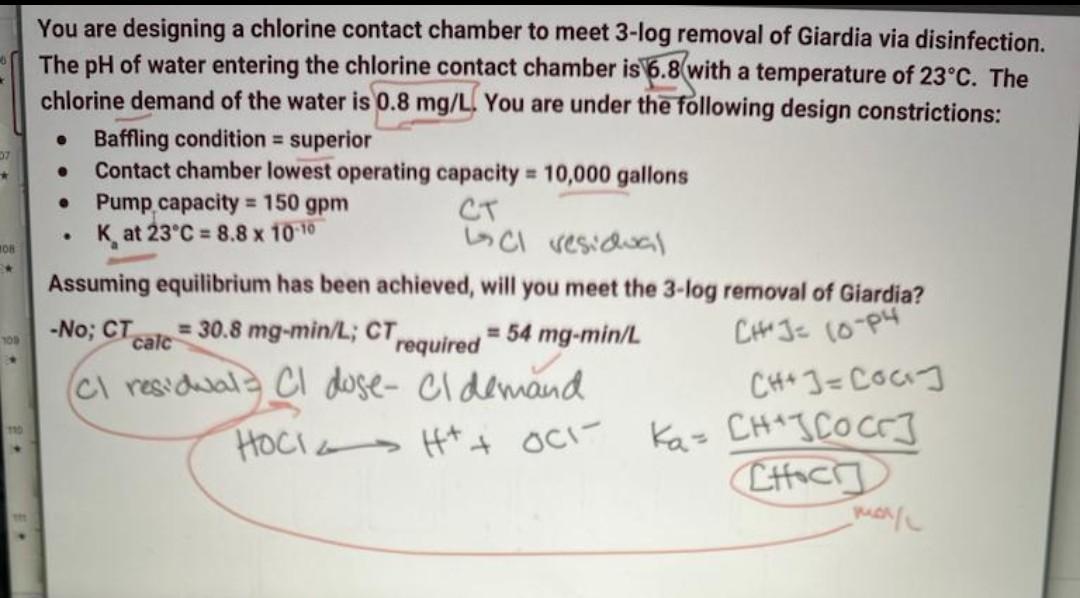 Solved You are designing a chlorine contact chamber to meet | Chegg.com