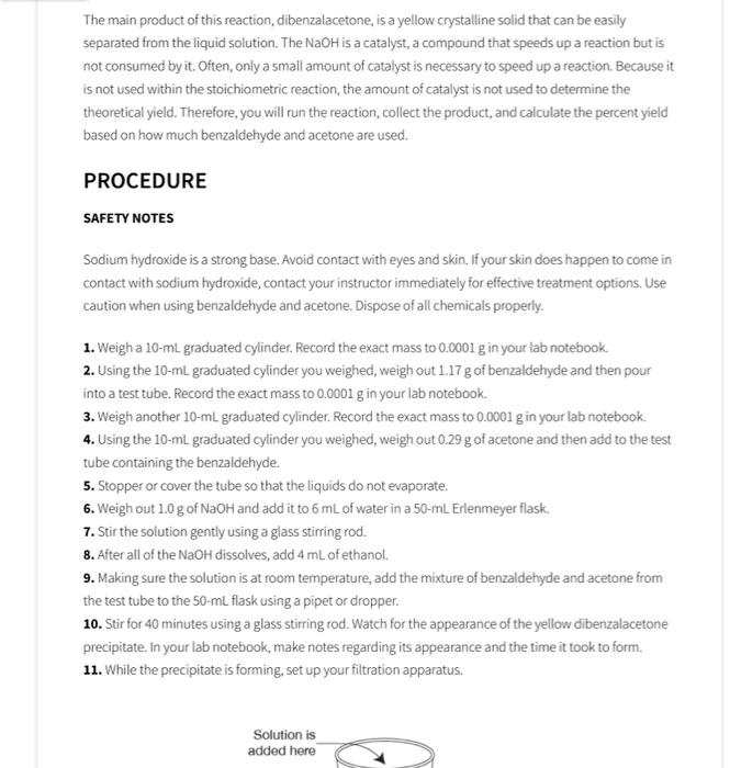 Solved The main product of this reaction, dibenzalacetone, | Chegg.com