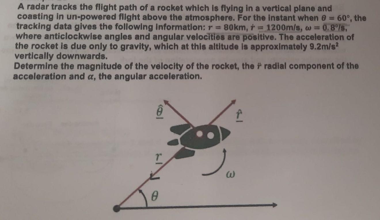 Solved A radar tracks the flight path of a rocket which is | Chegg.com