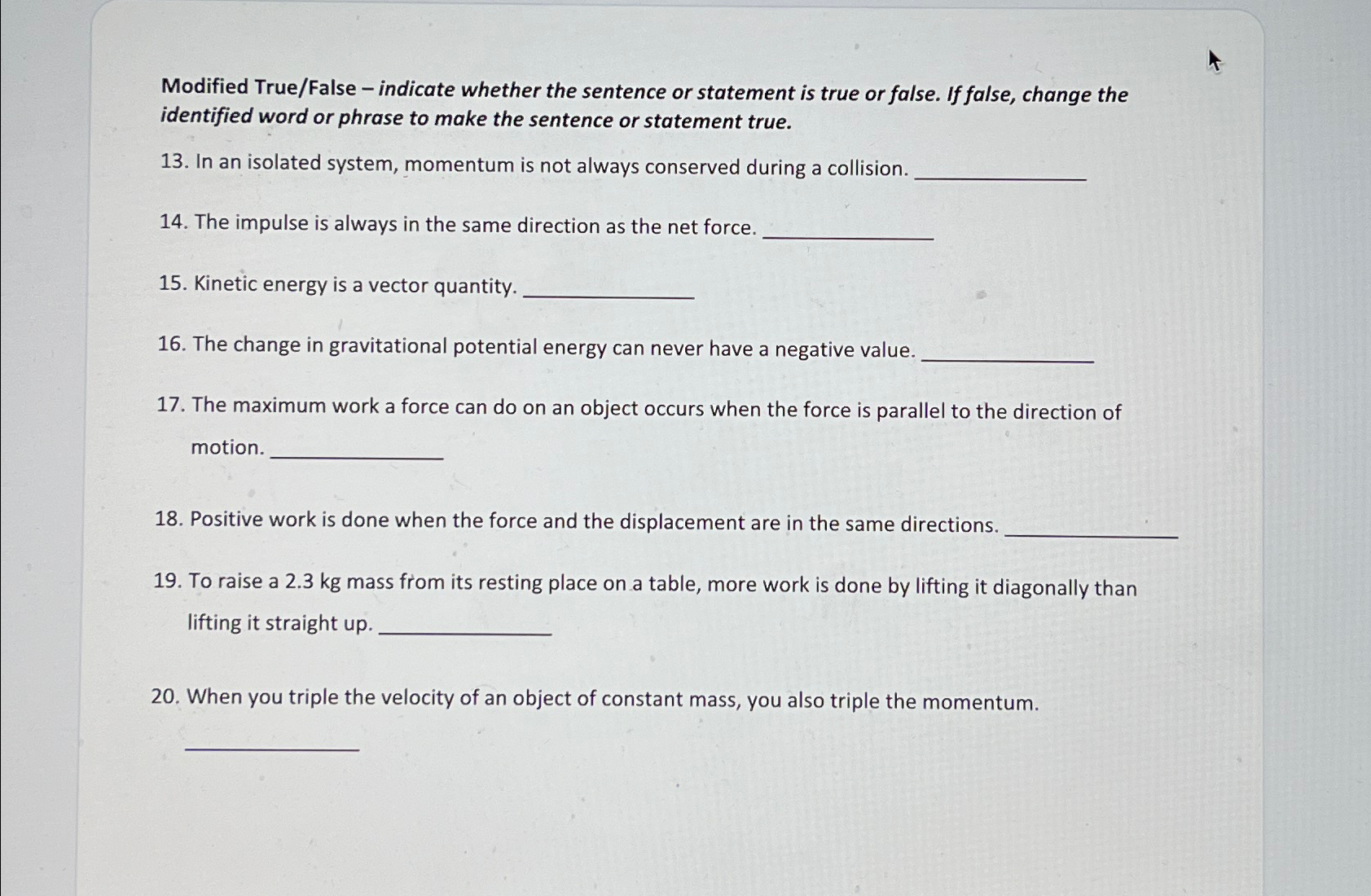 Solved Modified True False ﻿indicate Whether The Sentence