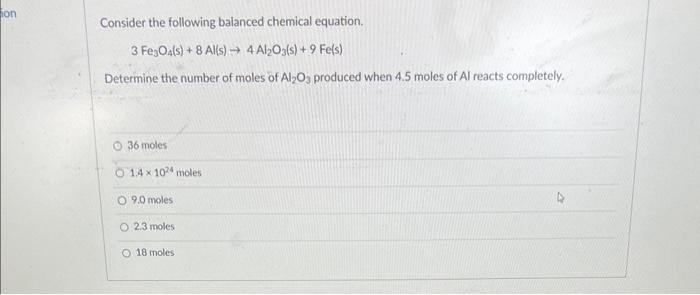 Solved Consider the following balanced chemical equation. | Chegg.com