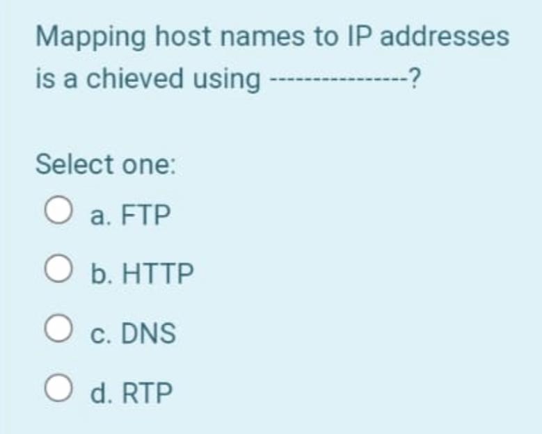 Solved Mapping host names to IP addresses is a chieved | Chegg.com