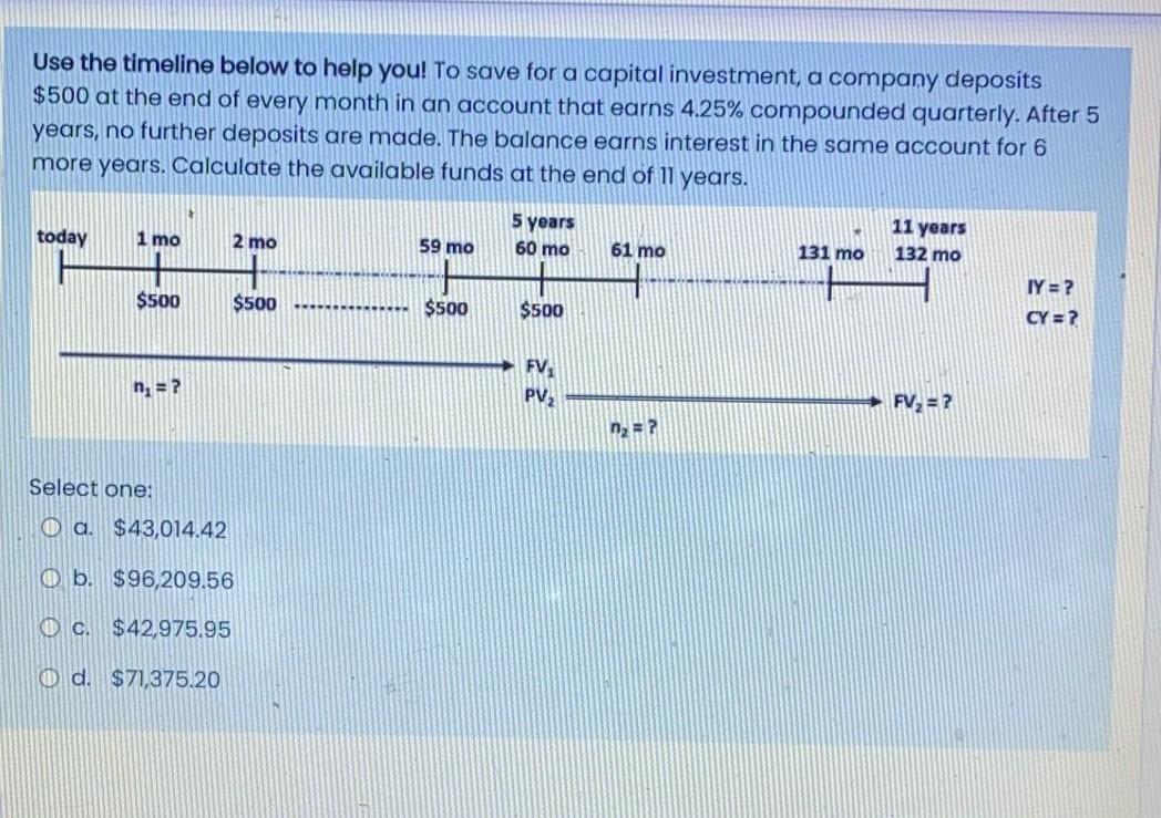 Solved Use the timeline below to help you! To save for a | Chegg.com