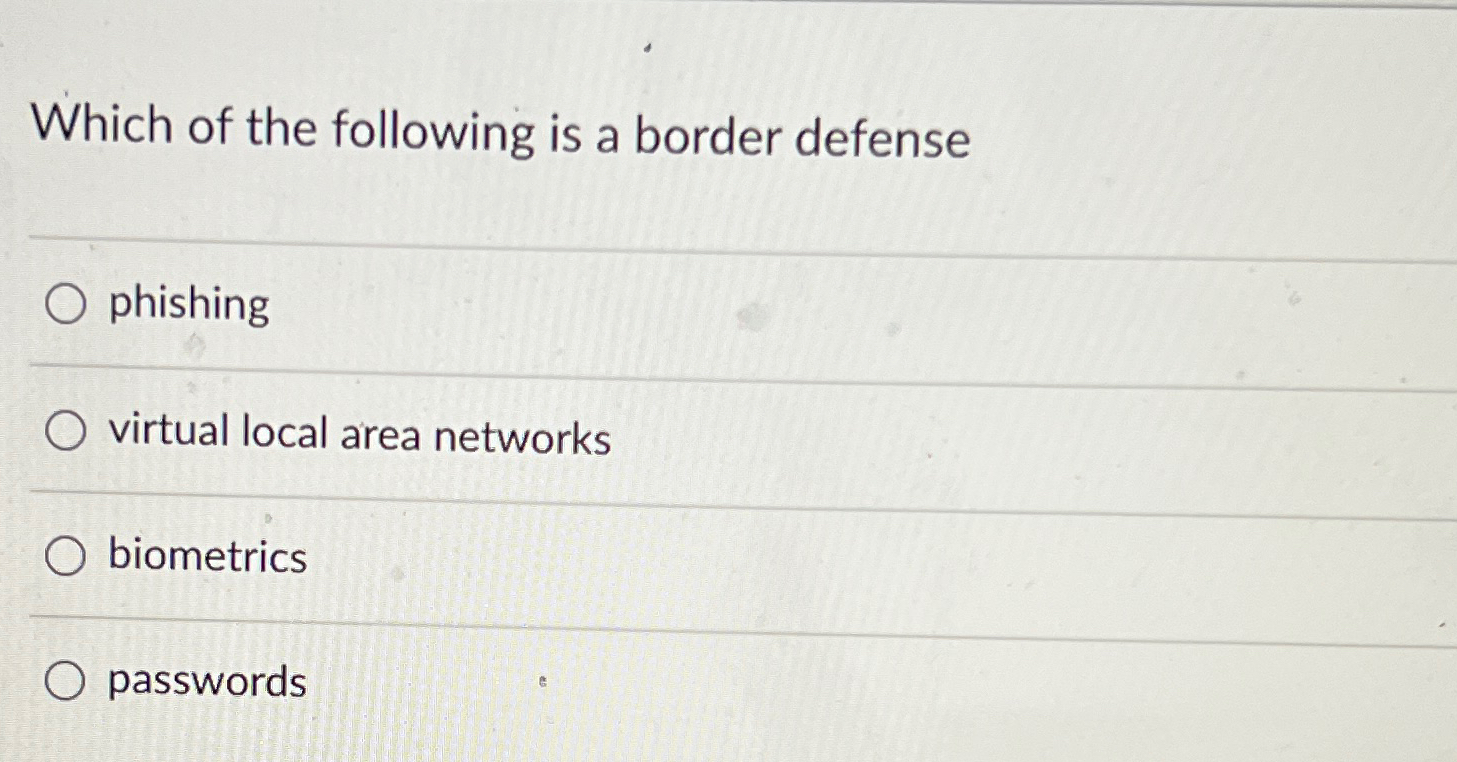 Solved Which of the following is a border | Chegg.com