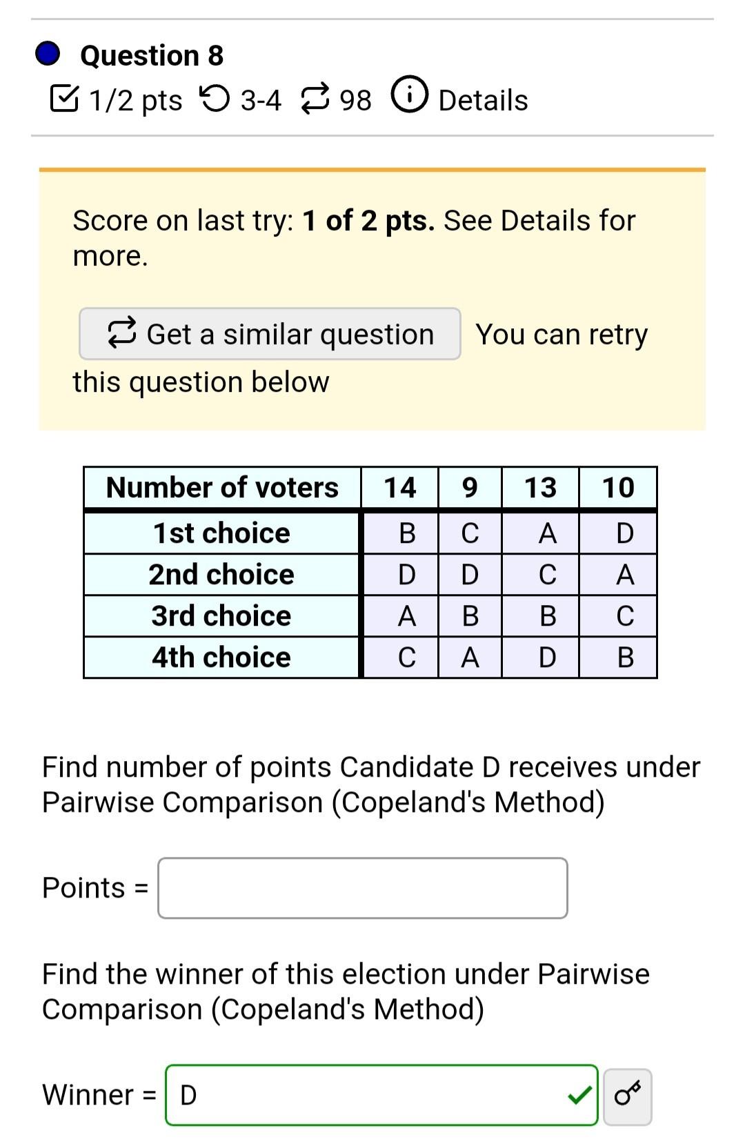 Solved Question 8 『1/2 pts り 3-4 ⇄98 (i) Details Score on | Chegg.com