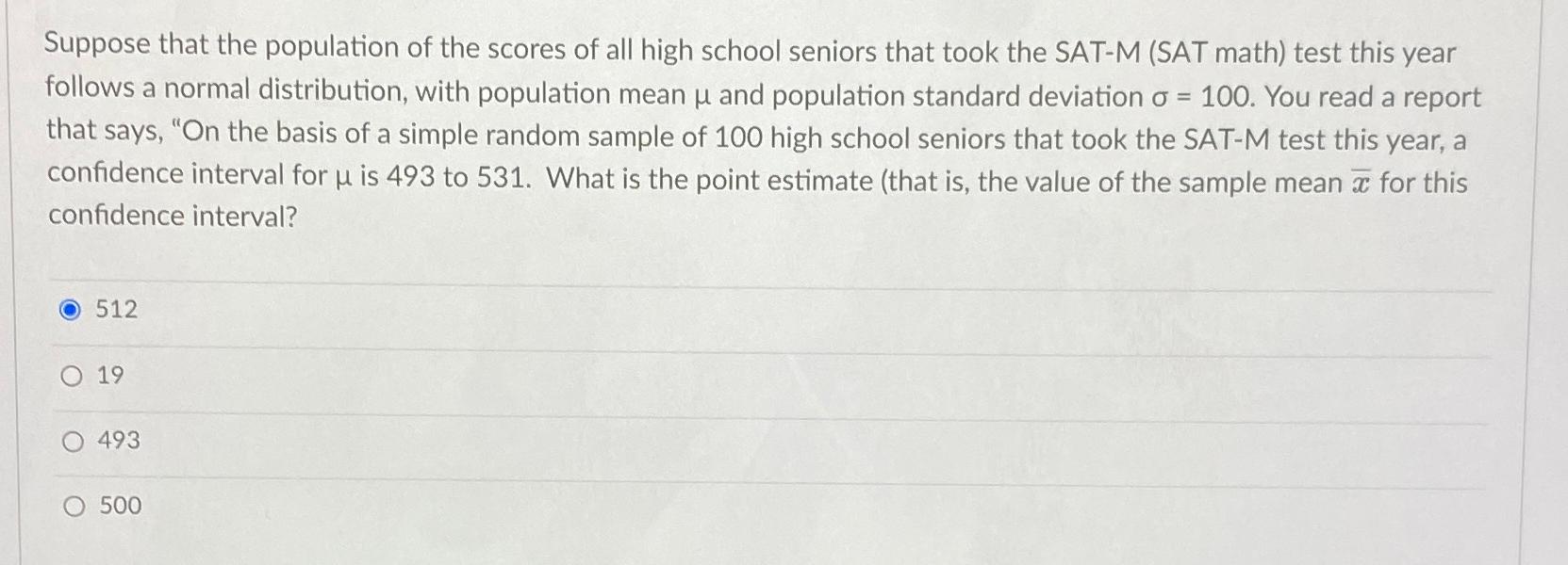 Solved Suppose that the population of the scores of all high | Chegg.com