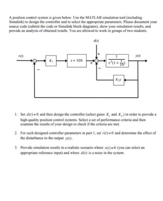 Solved A position control system is given below. Use the | Chegg.com