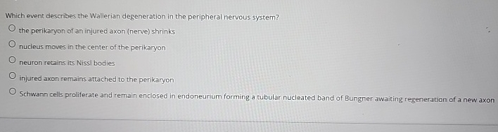 Solved Which event describes the Wallerian degeneration in | Chegg.com
