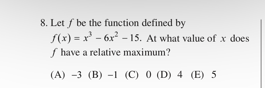 Solved Let F ﻿be The Function Defined By Fxx3 6x2 15 ﻿at 