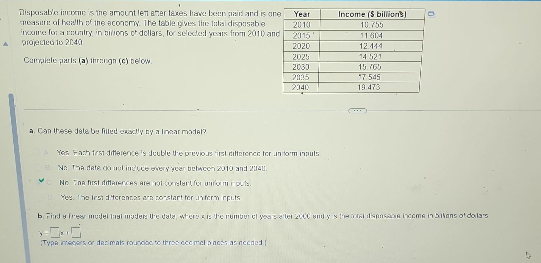 Solved Disposable income is the amount left after taxes have | Chegg.com