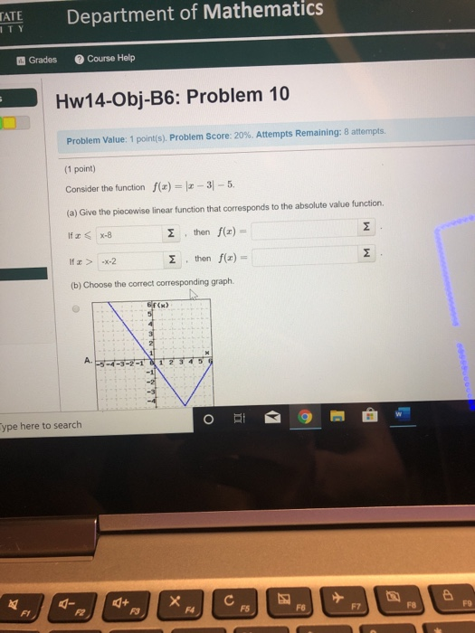 Solved Department of Mathematics Grades Course Help | Chegg.com