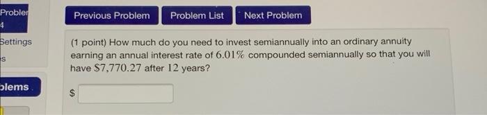 Solved Probler 4 Previous Problem Problem List Next Problem | Chegg.com