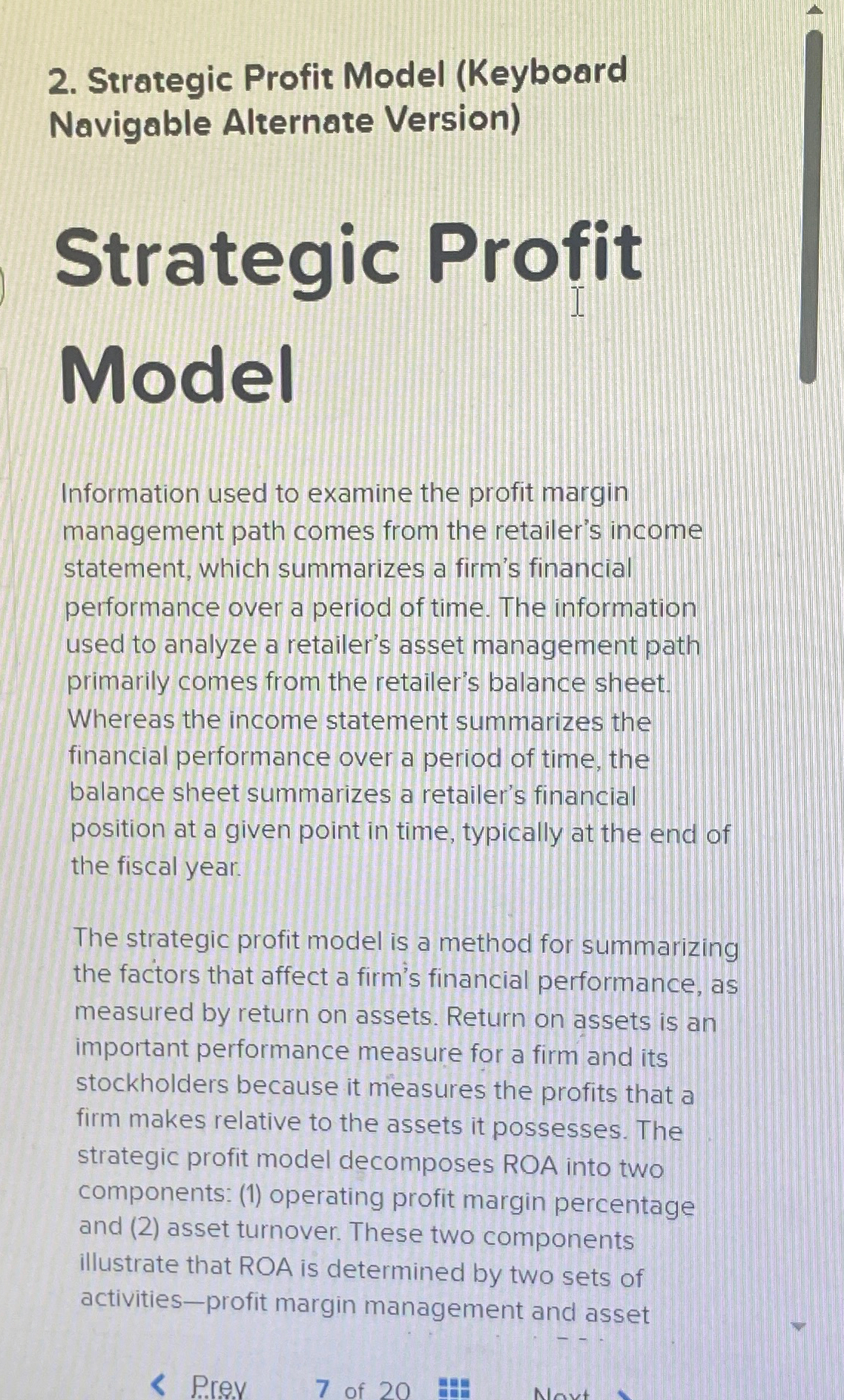 Solved Strategic Profit Model (Keyboard Navigable Alternate | Chegg.com
