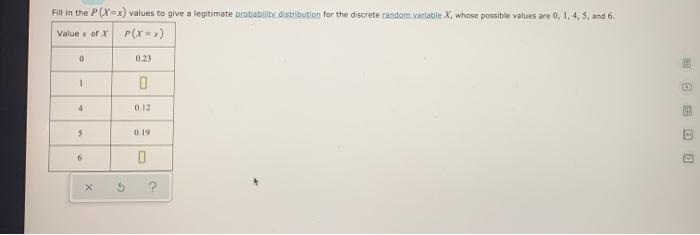 Solved Fill in the P(xx) values to give a legitimate | Chegg.com