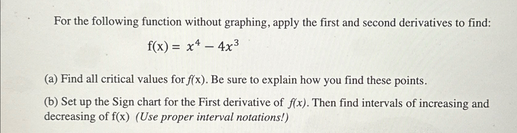 Solved For the following function without graphing, apply | Chegg.com