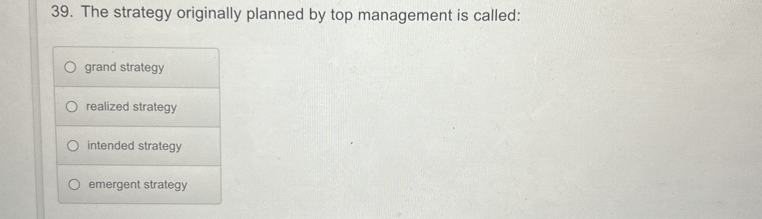 Solved The strategy originally planned by top management is | Chegg.com