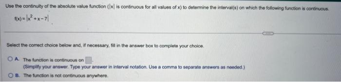 Solved Use The Continuity Of The Absolute Value Function