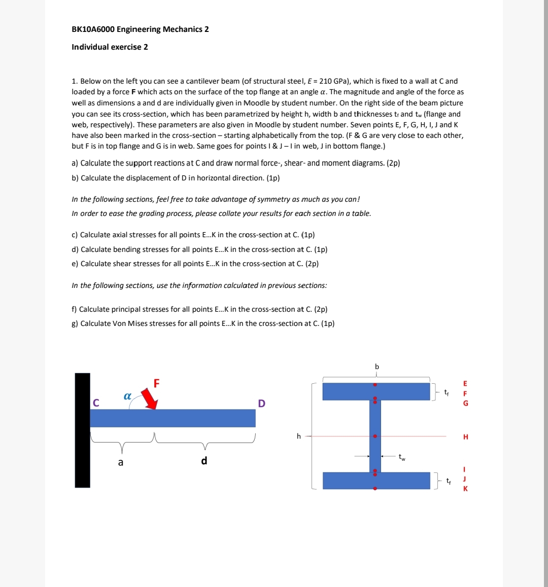 Solved BK10A6000 ﻿Engineering Mechanics 2Individual exercise | Chegg.com