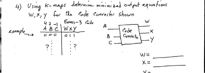Solved 4) Using K-maps determine minimized output equations | Chegg.com