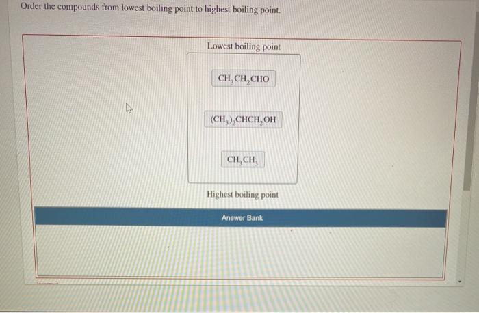 Solved Order the compounds from lowest boiling point to | Chegg.com