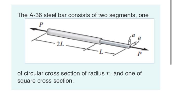 Solved The A-36 steel bar consists of two segments, one Р 2L | Chegg.com