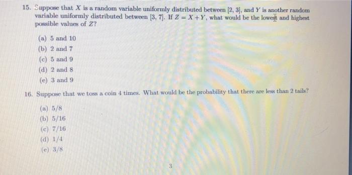 Solved 15 Suppose That X Is A Random Variable Uniformly 3905
