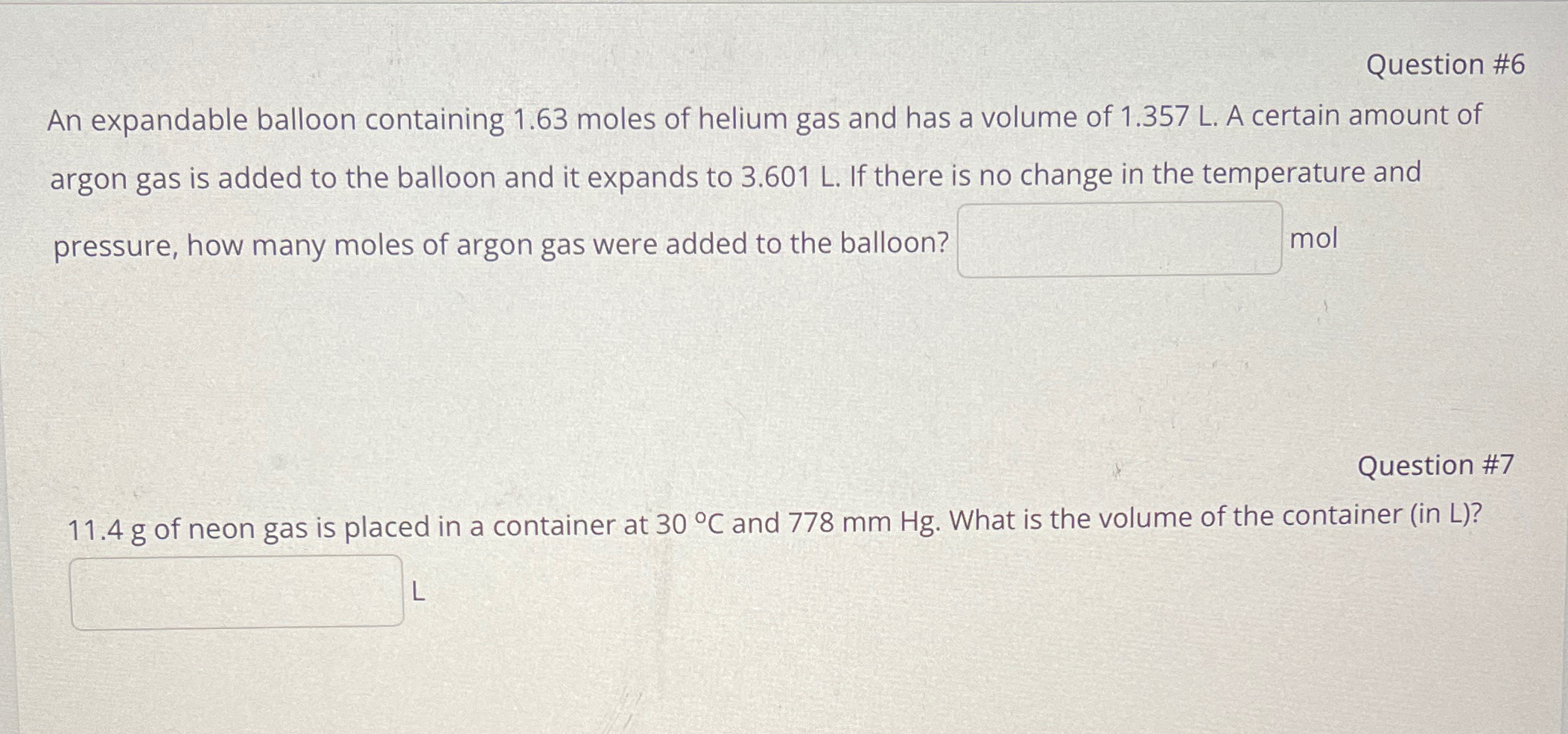 Solved Question #6An expandable balloon containing 1.63 | Chegg.com