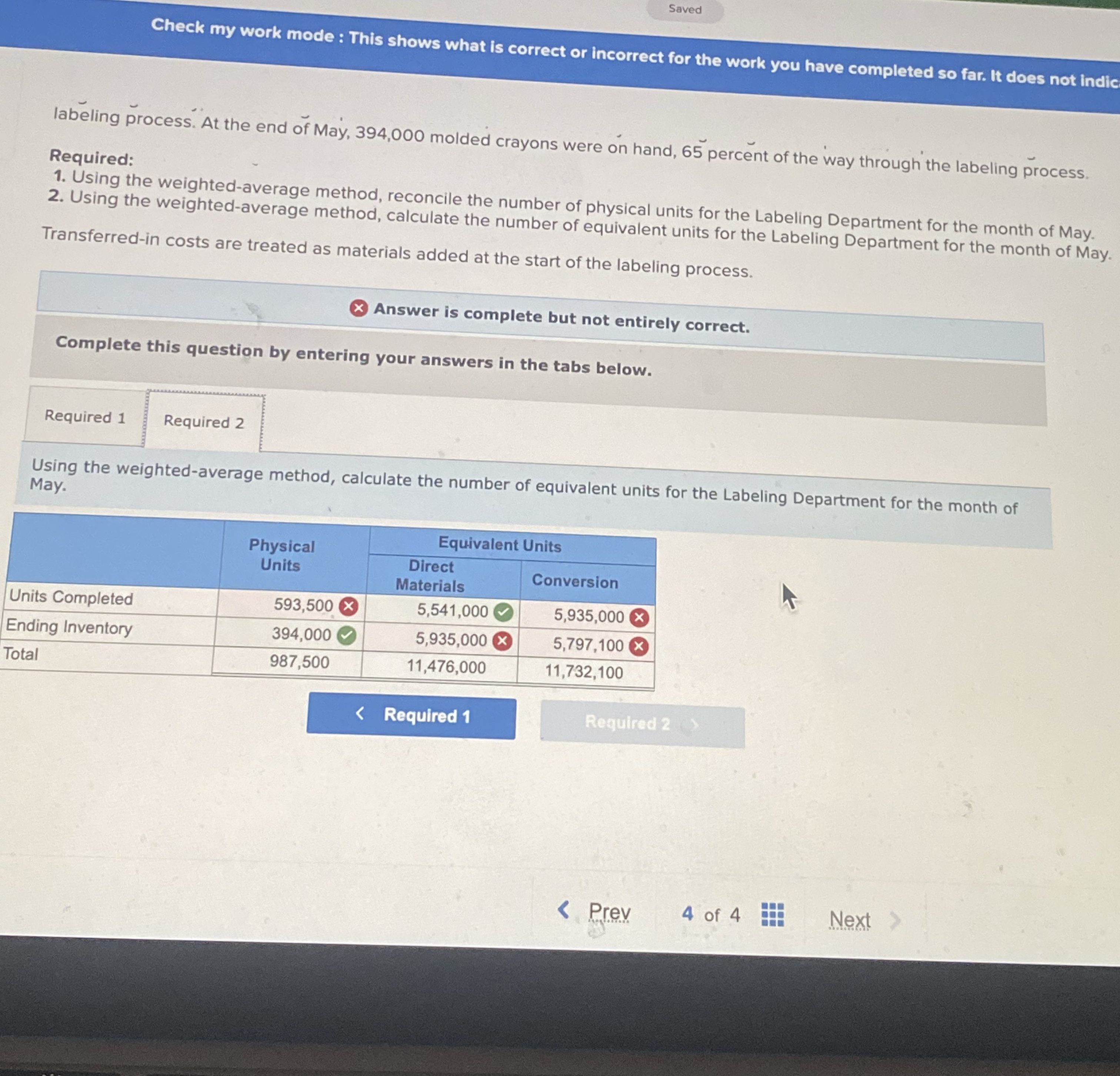 Solved Check my work mode : This shows what is correct or | Chegg.com