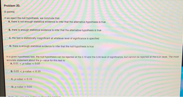 Solved If we reject the null hypothesis, we conclude that: | Chegg.com