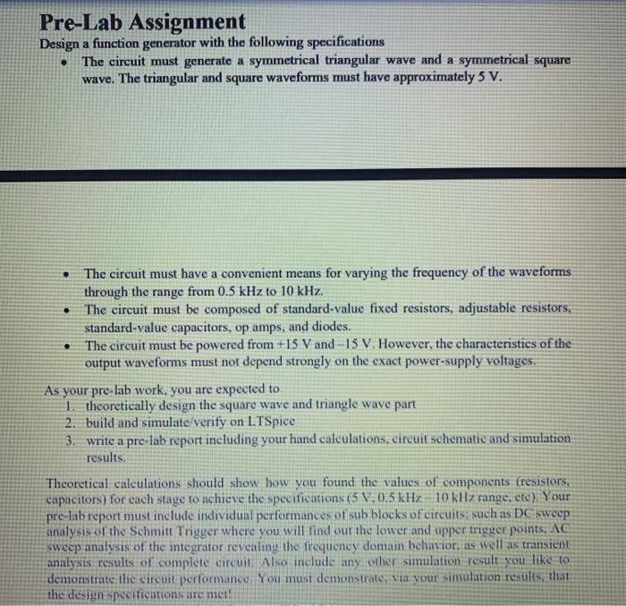 Solved Pre-Lab Assignment Design a function generator with | Chegg.com