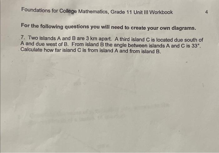Solved Foundations for College Mathematics, Grade 11 Unit | Chegg.com