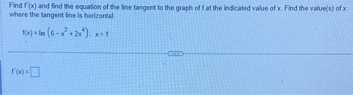 Solved Find \\( f^{\\prime}(x) \\) and find the equation of | Chegg.com