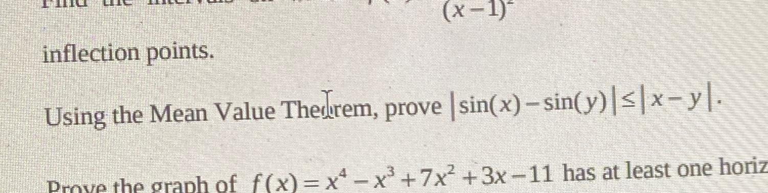 Solved inflection points.Using the Mean Value Thedrem, prove | Chegg.com