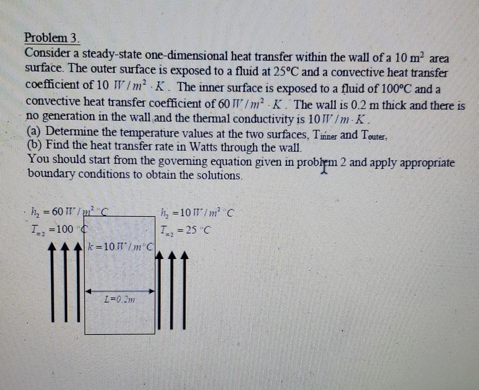 Solved Problem 3 Consider a steady-state one-dimensional | Chegg.com