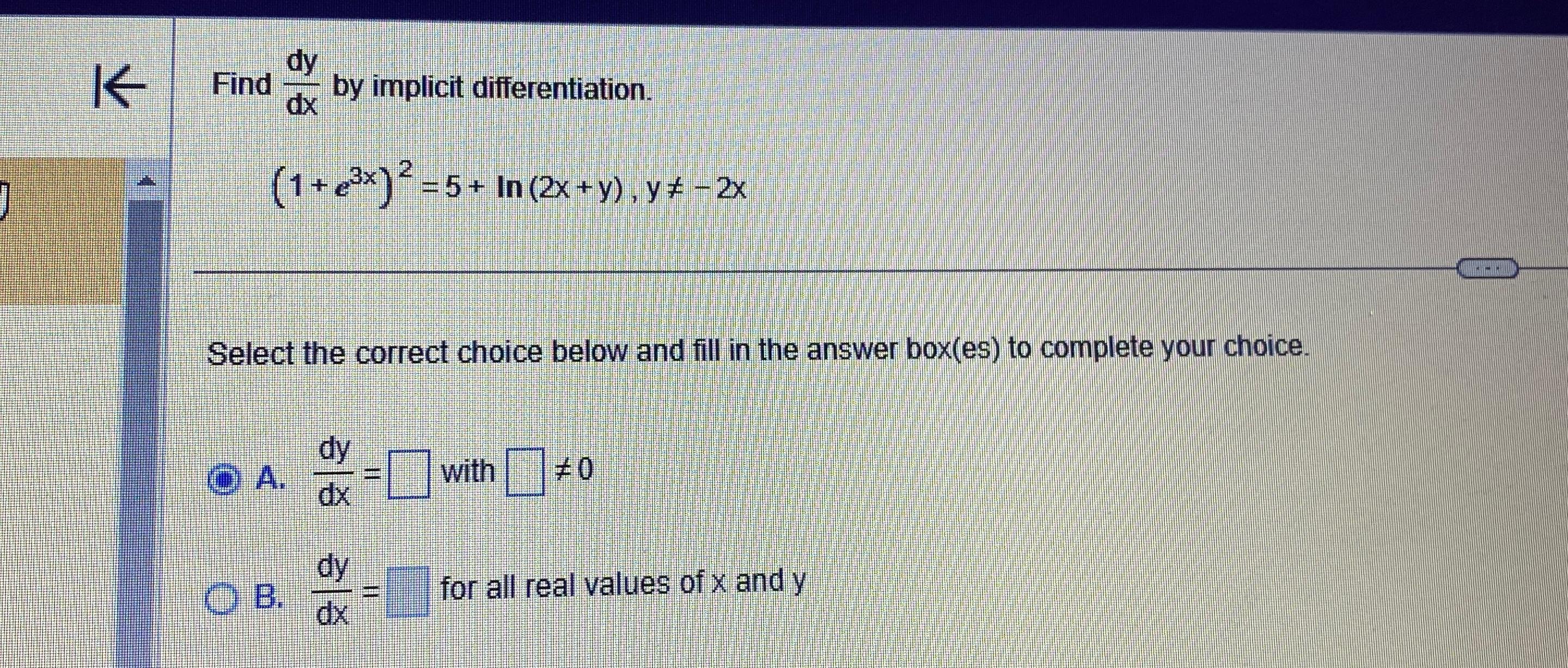Solved Find dydx ﻿by implicit | Chegg.com