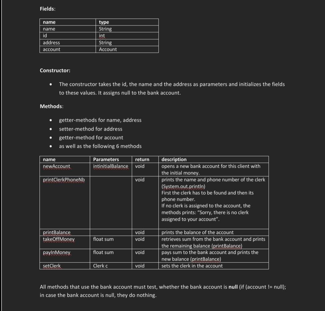 Solved Fields Constructor The Constructor Takes The Id