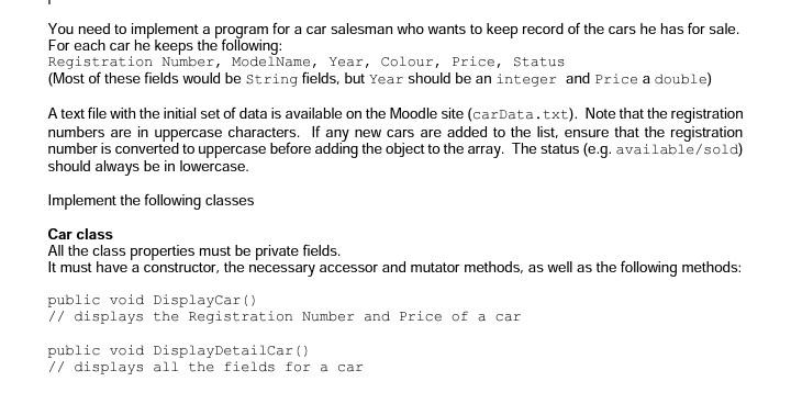 Update your previous solution as follows: Car class | Chegg.com