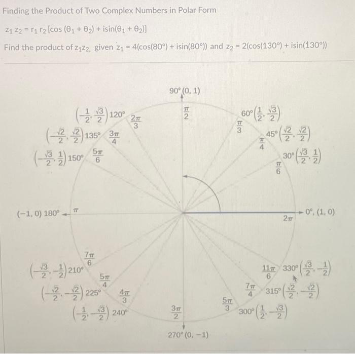Solved Finding the Product of Two Complex Numbers in Polar | Chegg.com