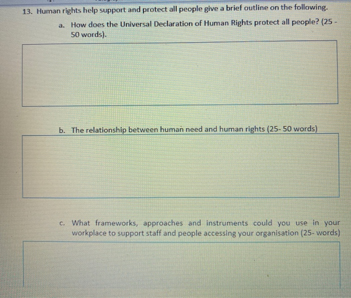 Solved 13. Human rights help support and protect all people | Chegg.com