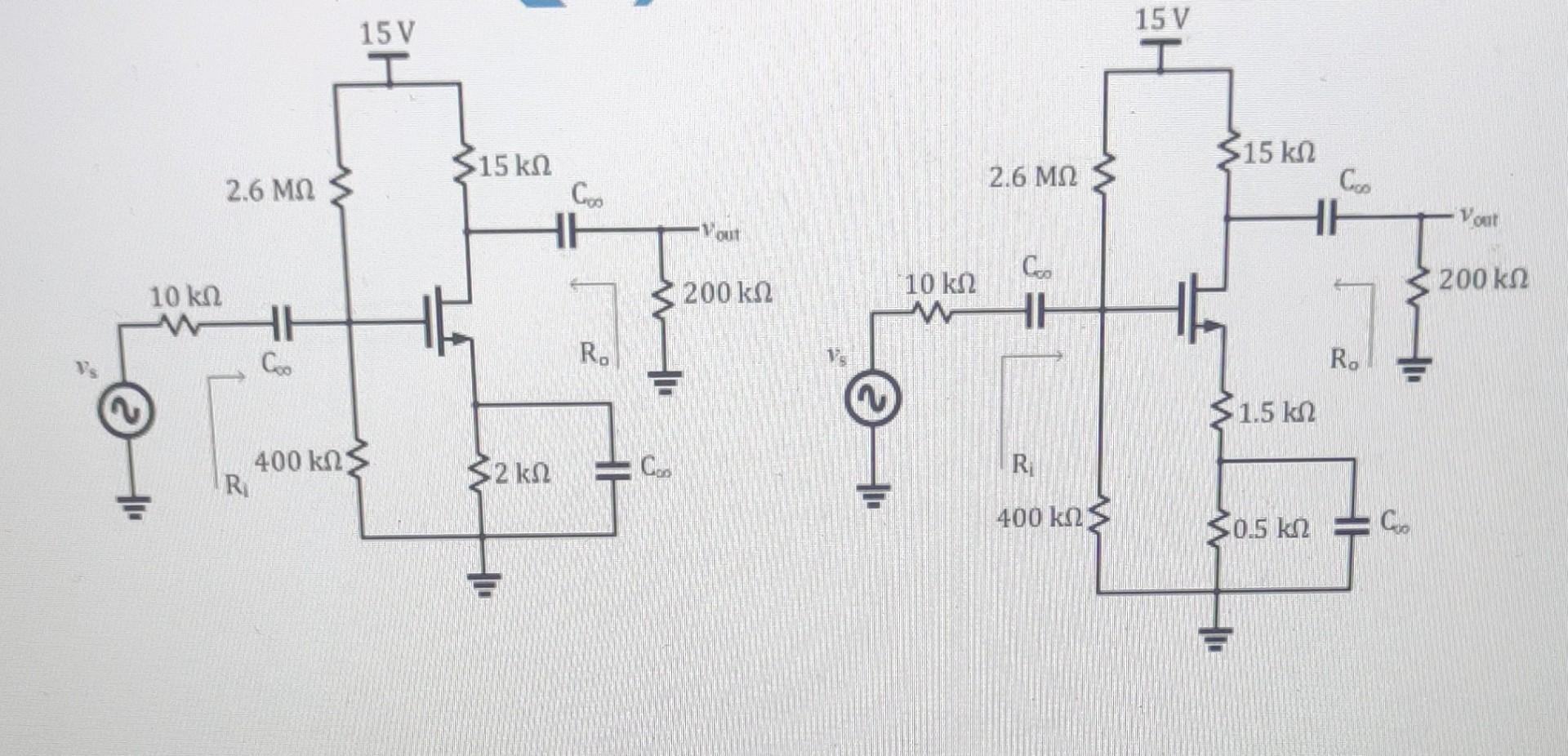 Two common-source amplifiers, one source-degenerated | Chegg.com Two common-source amplifiers, one source-degenerated | Chegg.com