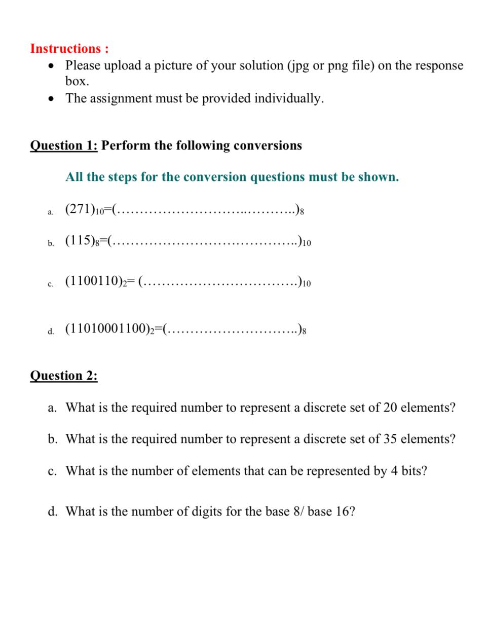 Solved Instructions :Please upload a picture of your | Chegg.com