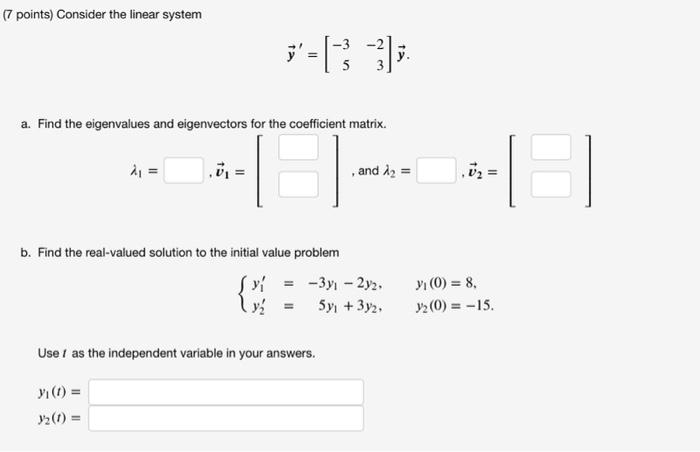 Solved (7 points) Consider the linear system a. Find the | Chegg.com