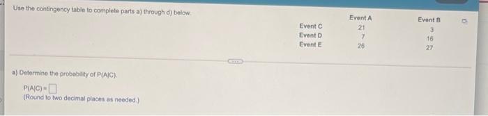 Solved Use the contingency table to determine the following | Chegg.com